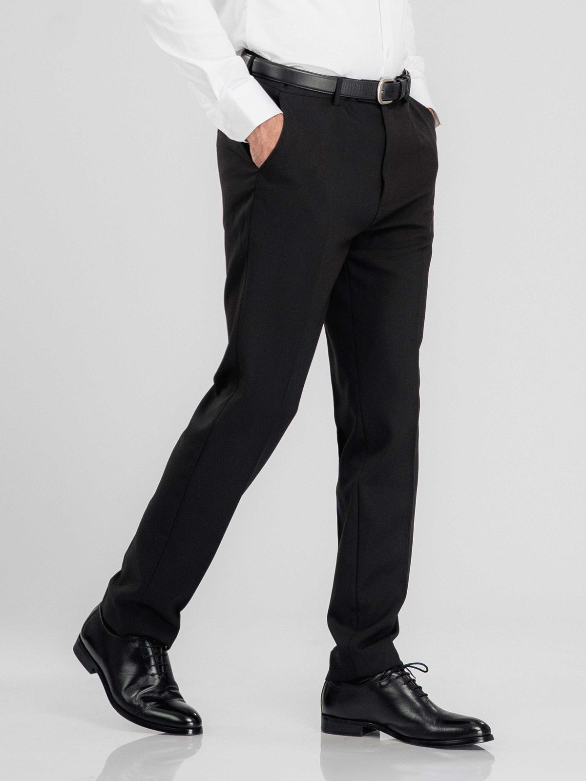Trousers With Belt Loop - Black Charcoal (Slim Straight) – Zeve Shoes