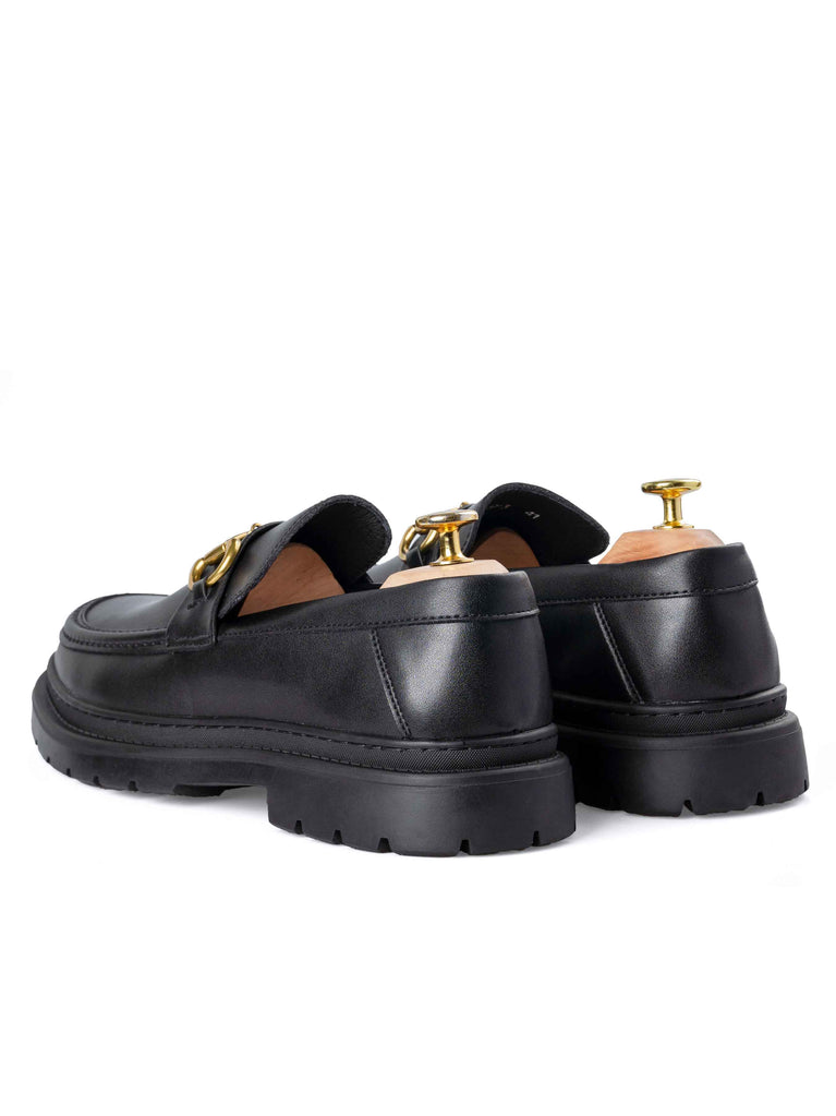 Maurice Moccasin Buckle Loafer - Solid Black (Chunky Sole) – Zeve Shoes