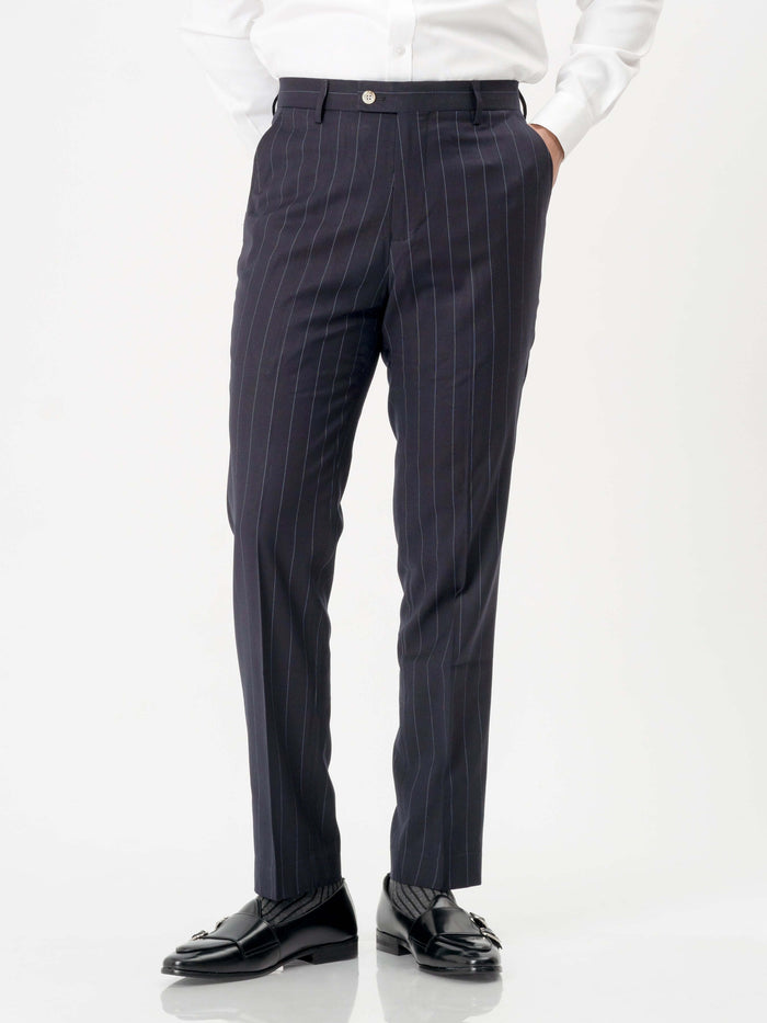 Trousers With Belt Loop - Deep Blue Stripe (Slim Straight) – Zeve Shoes
