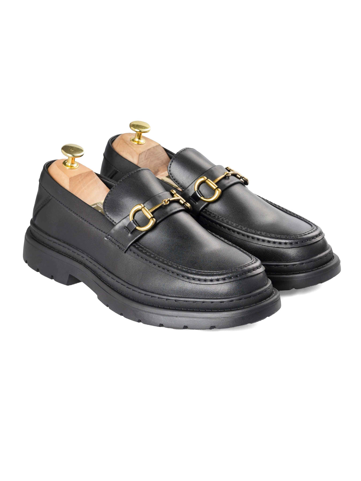 Maurice Moccasin Buckle Loafer - Solid Black (Chunky Sole) – Zeve Shoes