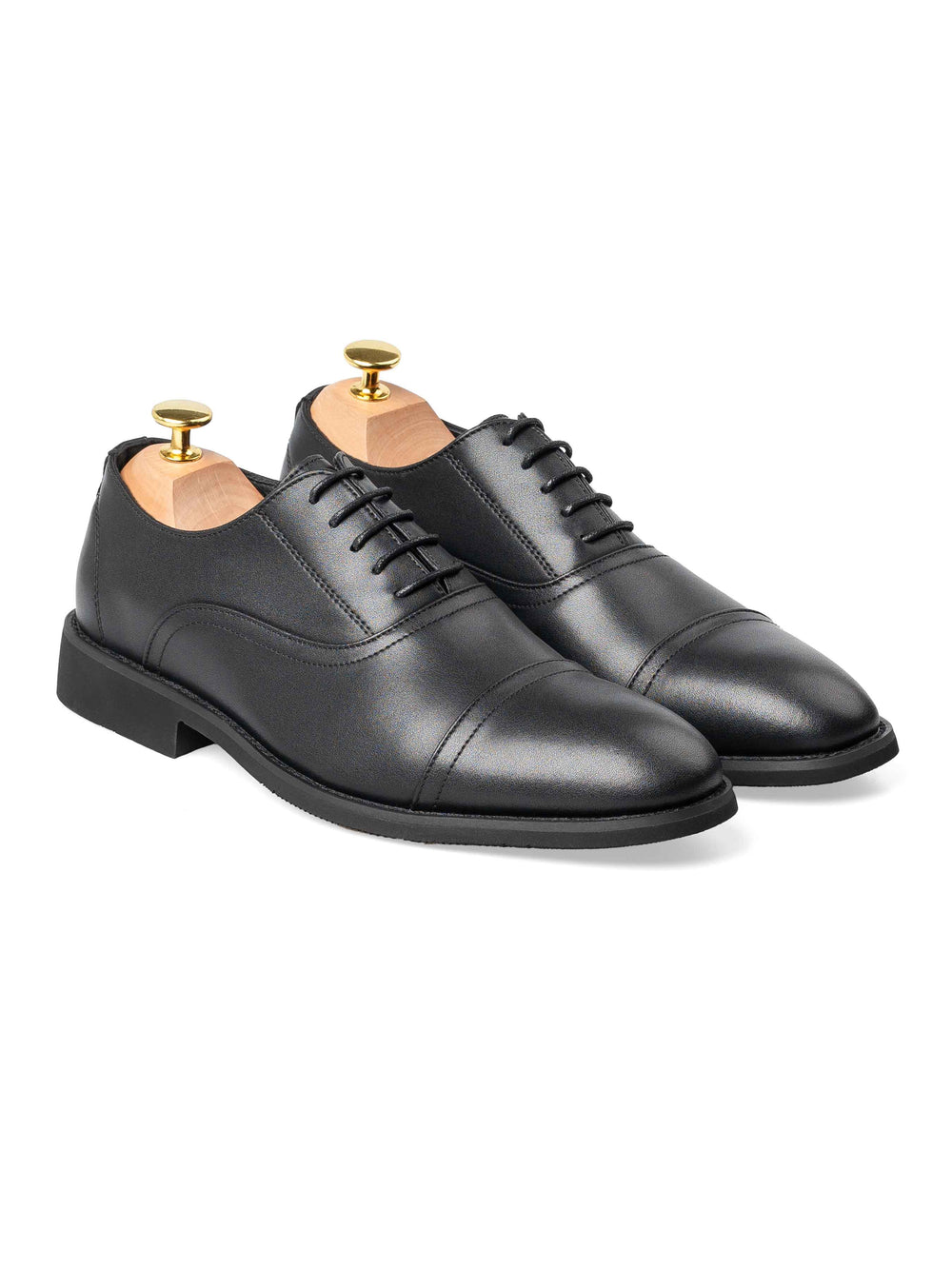 Oxford Cap Toe - Black Lace Up (Flexi-Sole) | Zeve Shoes