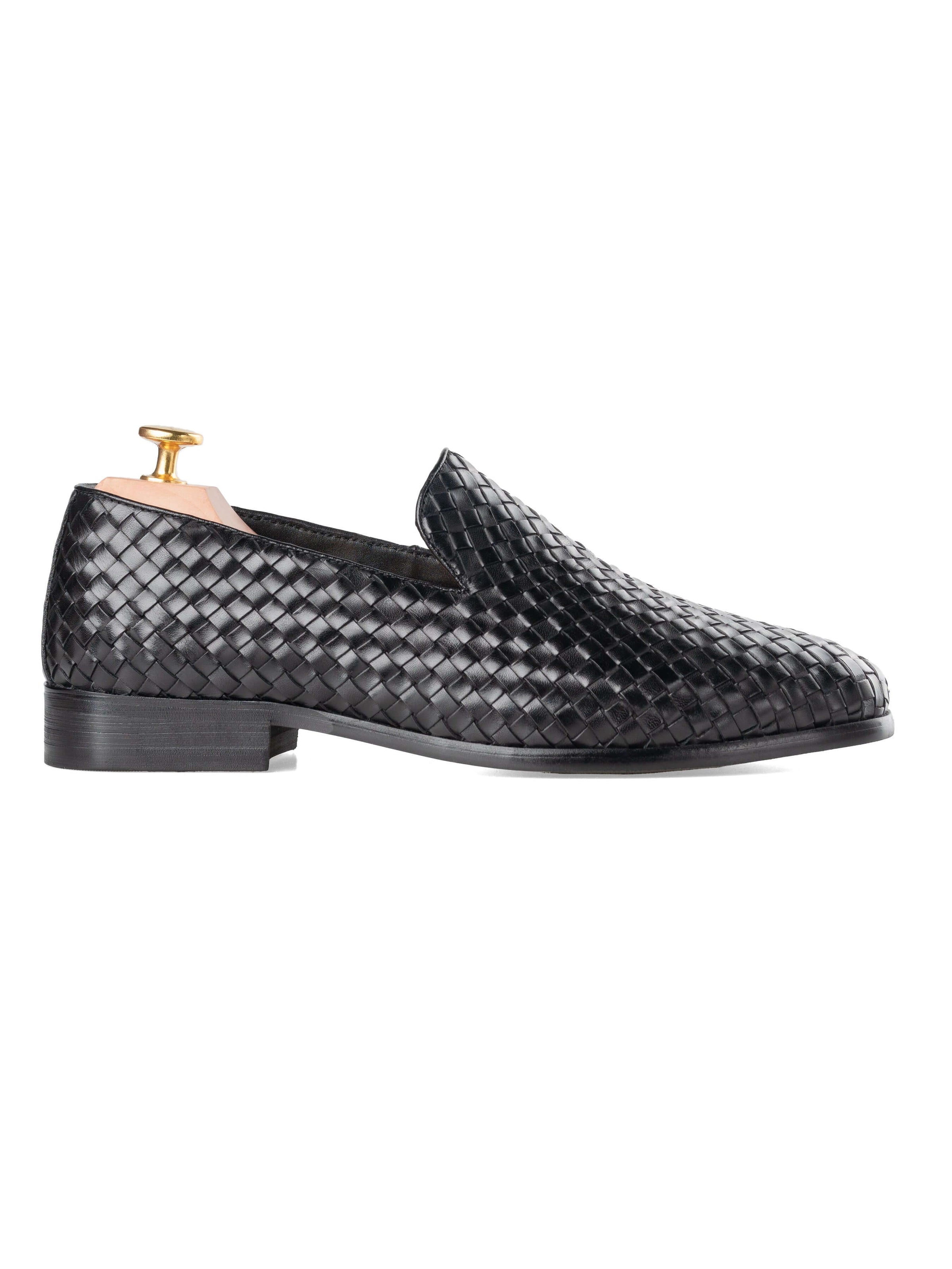 Loafer Slipper - Black Weave Leather | Zeve Shoes