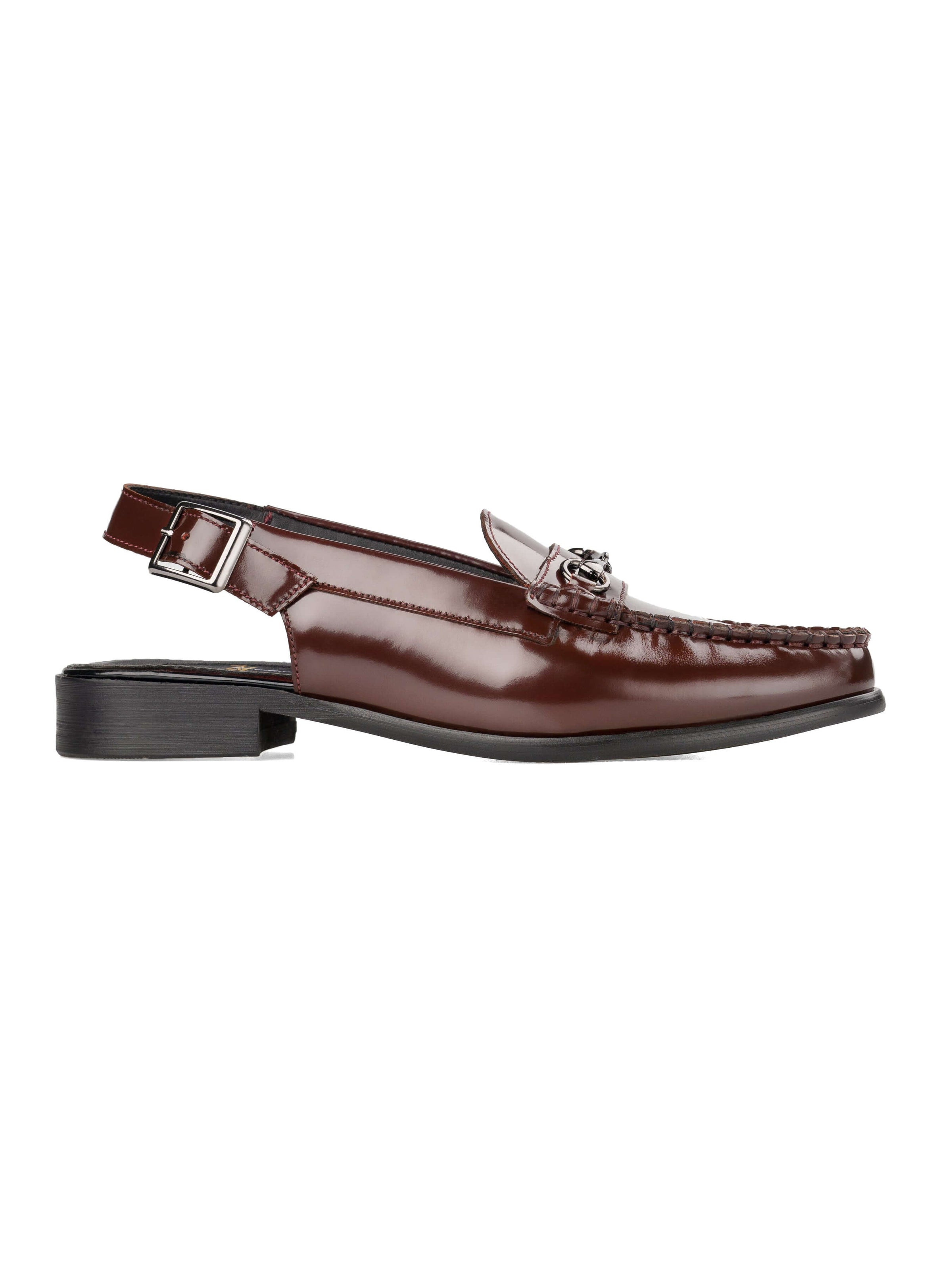 Viola Horsebit Slingback Sandal - Red Burgundy Polished Leather | Zeve ...
