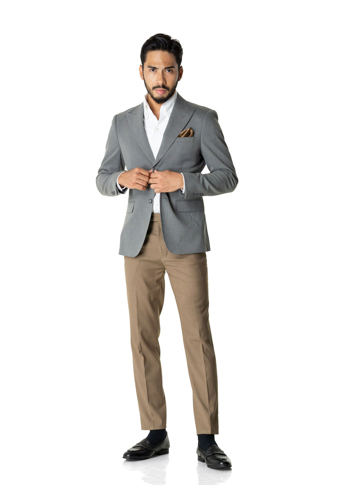 Single Breasted Suit Blazer - Grey Plain (Peak Lapel) – Zeve Shoes