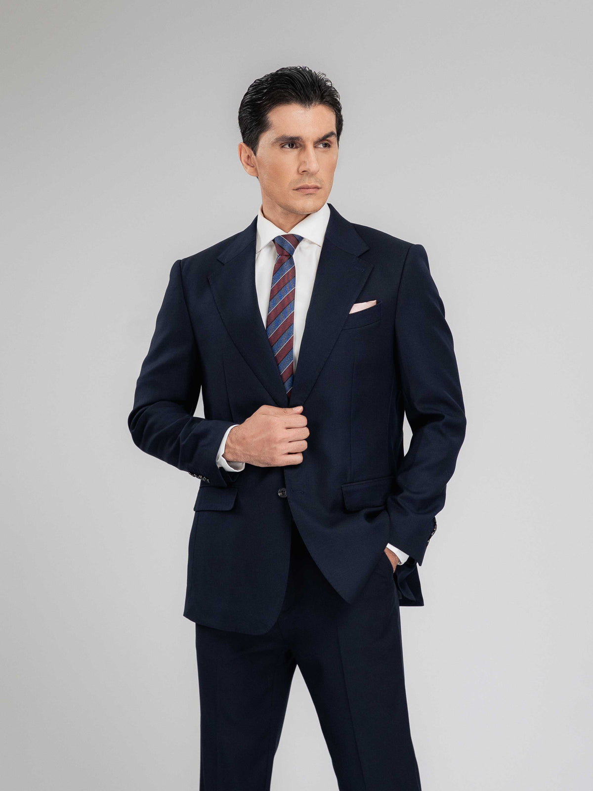 Single Breasted Suit Blazer - Deep Blue Plain (Notch Lapel) – Zeve Shoes