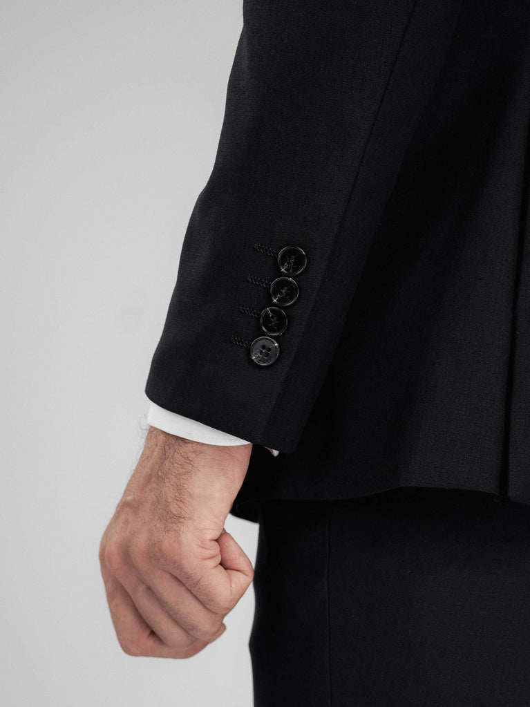 Single Breasted Suit Blazer - Jet Black Plain (Peak Lapel) – Zeve Shoes