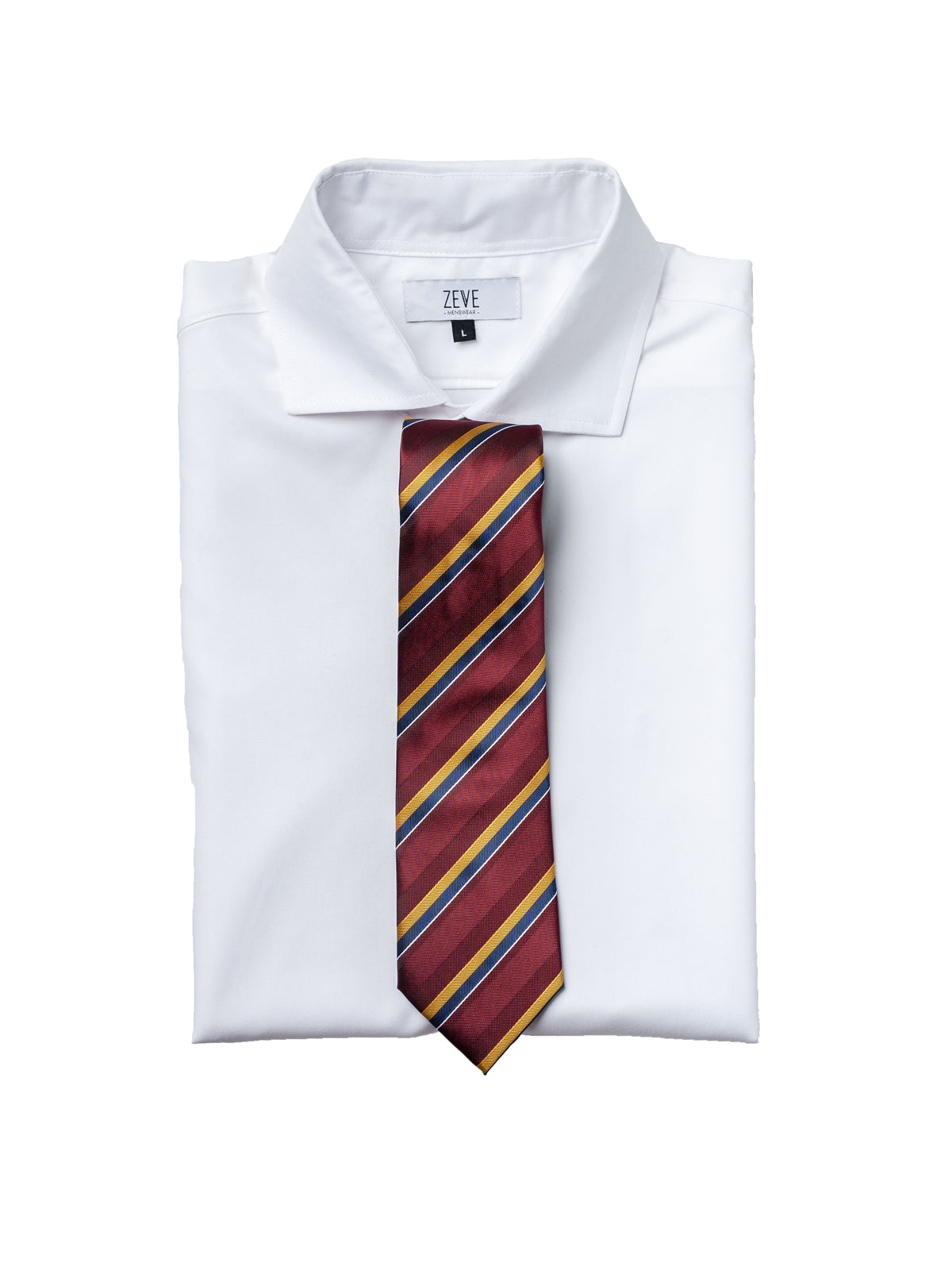 Stripe Tie – Maroon With Yellow and Navy Blue Lines – Zeve Shoes