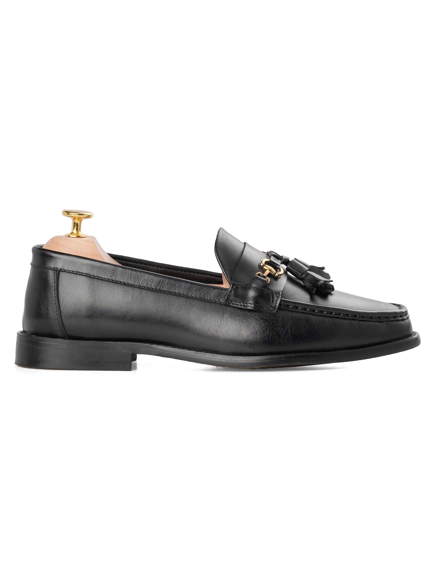 Tassel Moccasin Buckle Loafer - Solid Black Leather | Zeve Shoes