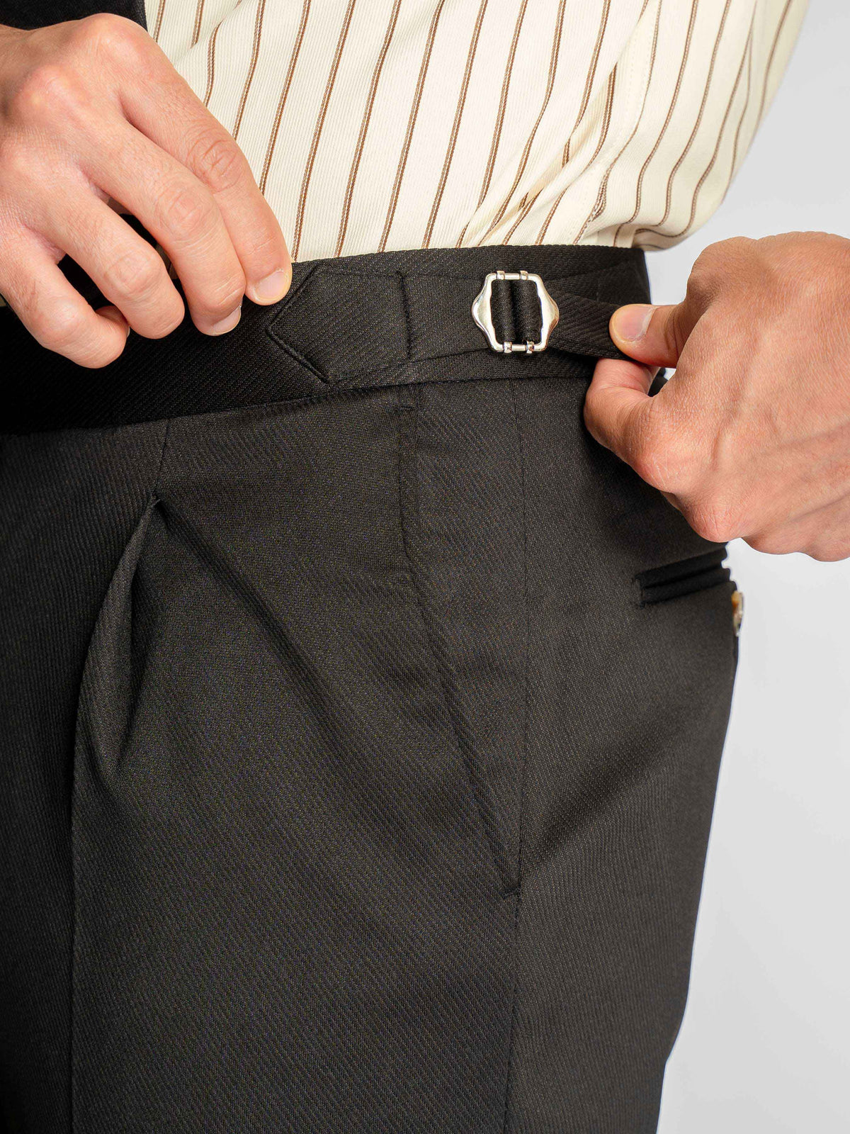 Trousers With Side Adjuster - Onxy Black (Slim Straight) – Zeve Shoes