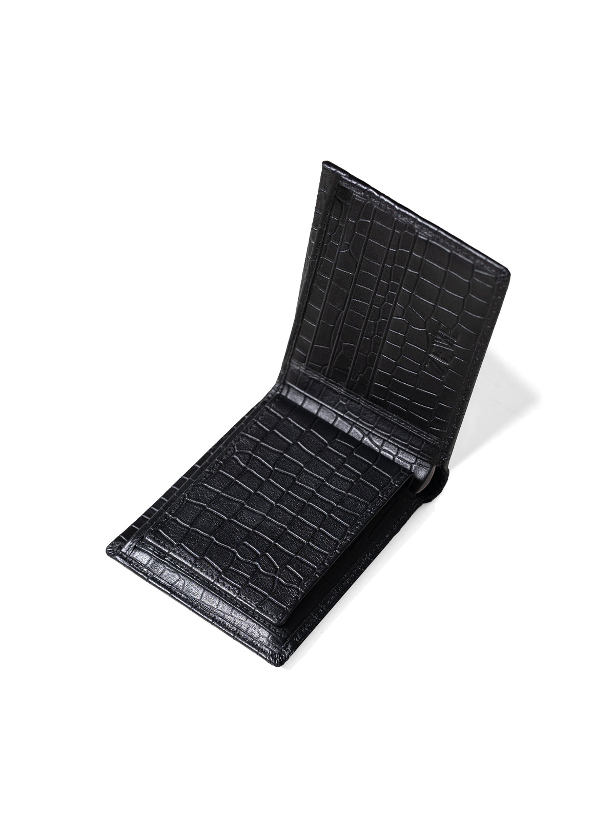 Zeve Bifold Wallet with Card Holder - Black Croco Leather | Zeve Shoes
