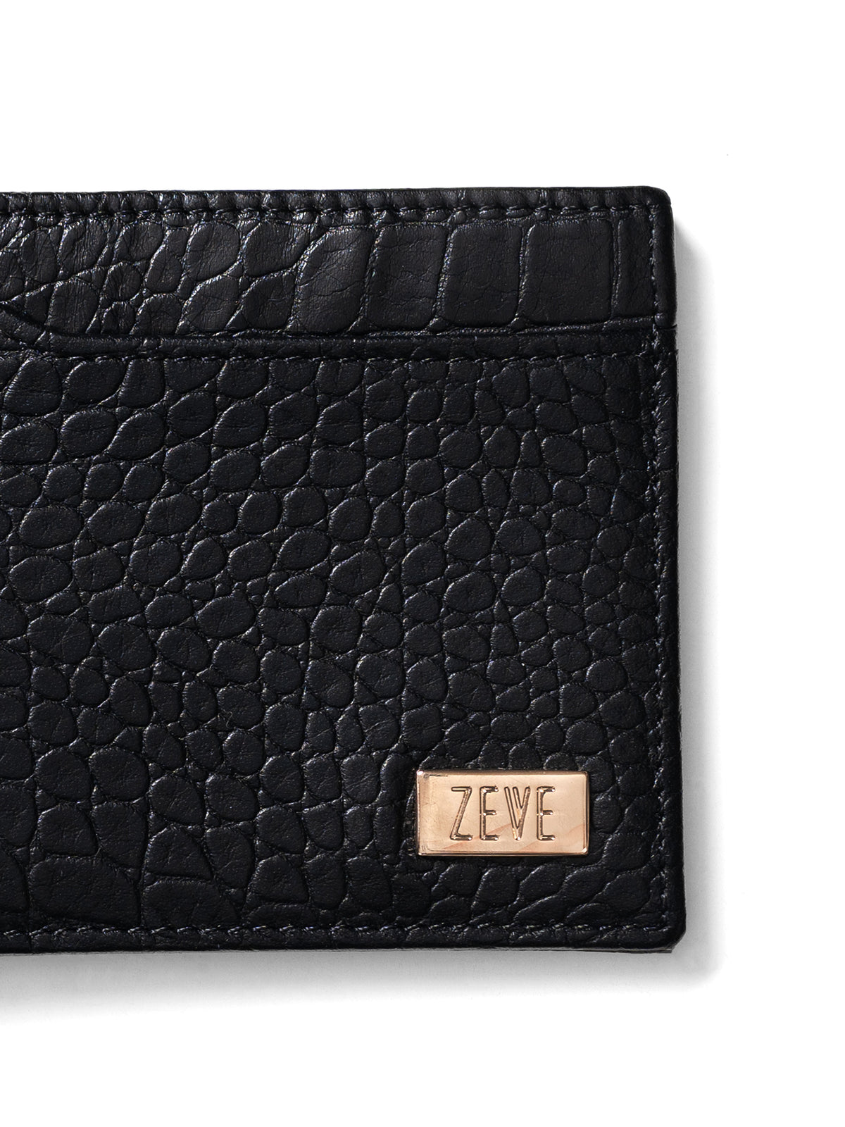 Zeve Slim Bifold Wallet - Black Croco Leather – Zeve Shoes