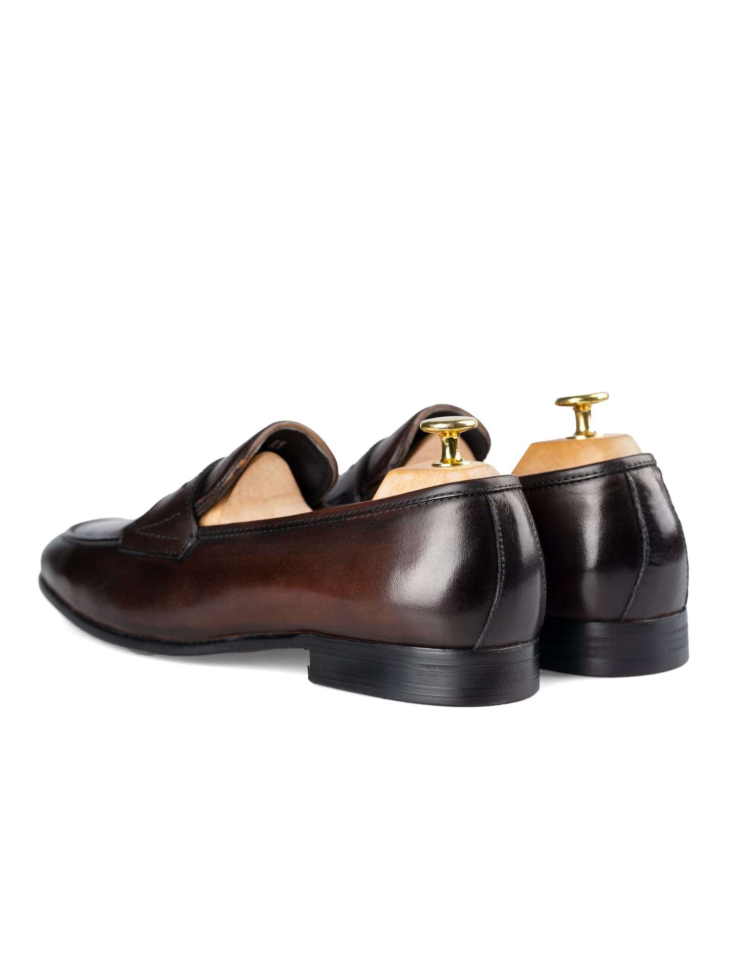 Penny Loafer Wing Strap - Dark Brown (Hand Painted Patina) | Zeve Shoes