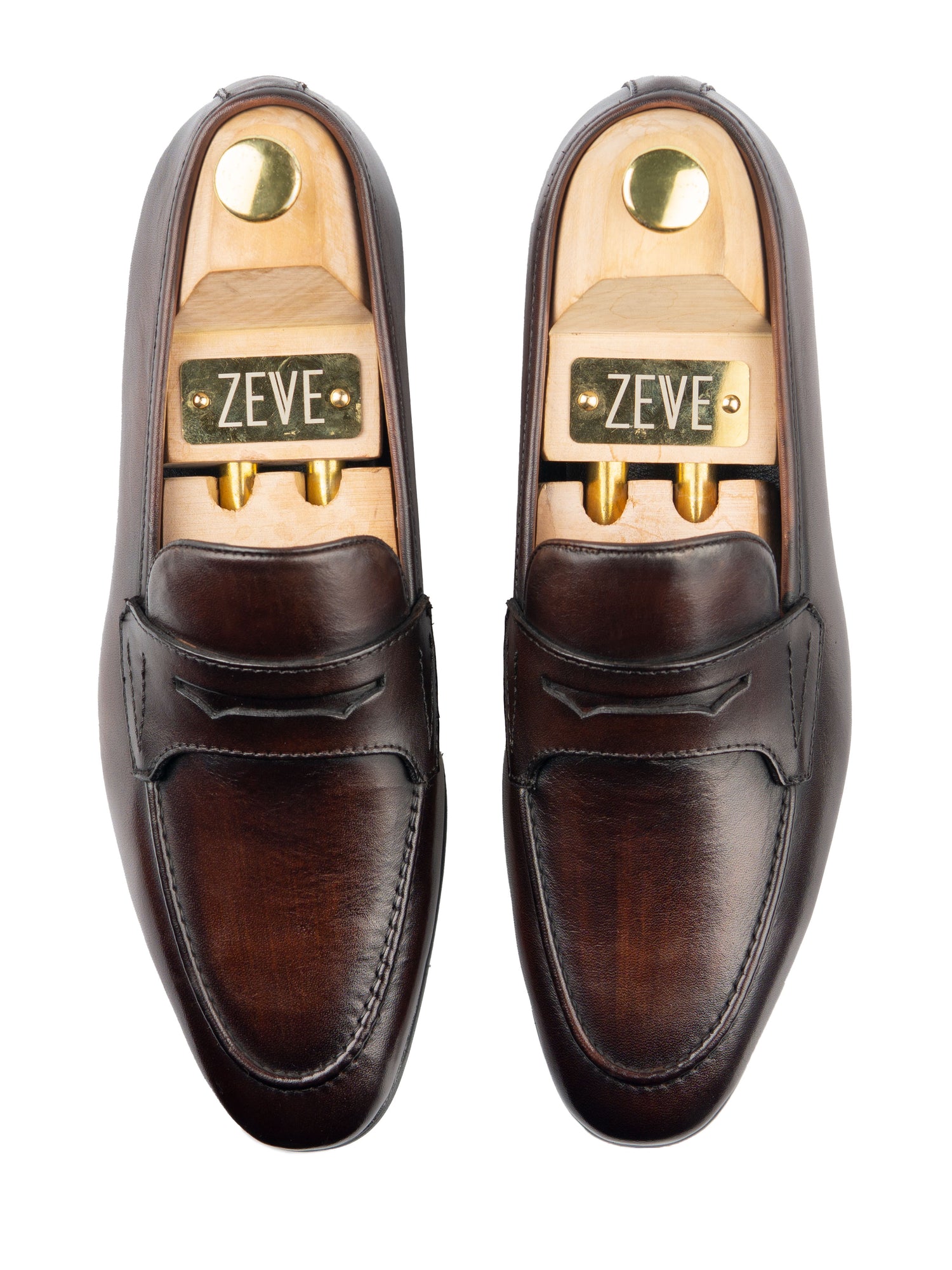 Penny Loafer Wing Strap - Dark Brown (Hand Painted Patina) | Zeve Shoes