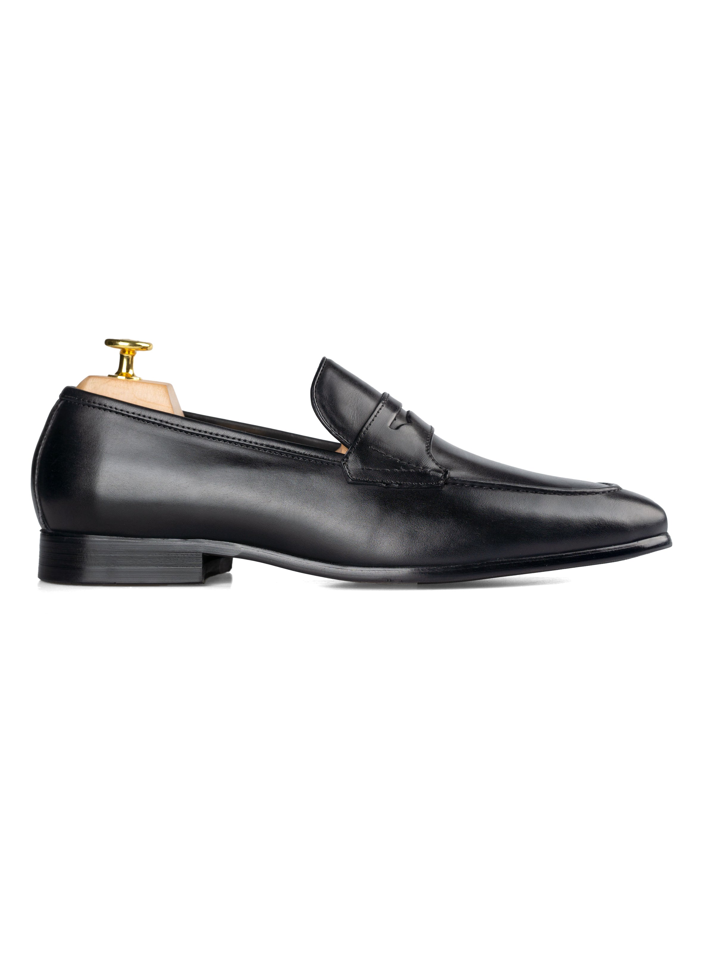 Penny Loafer Wing Strap - Solid Black | Zeve Shoes